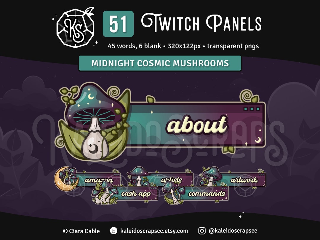 Midnight Cosmic Mushroom Twitch Panels Lofi Celestial Nature Streamer ...