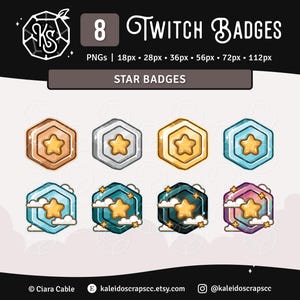 Twitch Sub Badges: Star Coins | Hexagon Celestial Lofi Bit Badges - Etsy