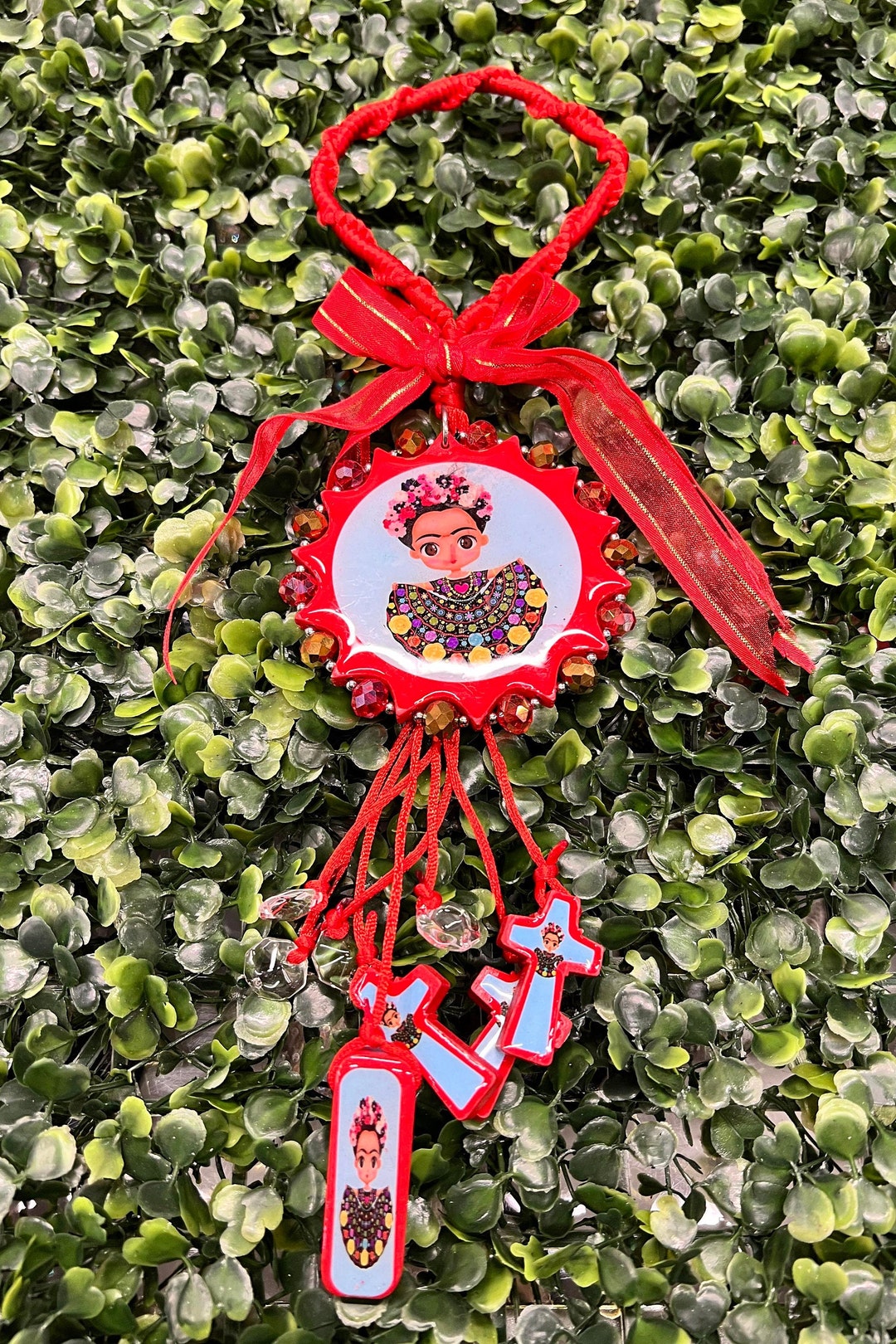 Frida Kahlo Doorknob Charm Mexican Frida Cartoon Pendant With Crystal ...