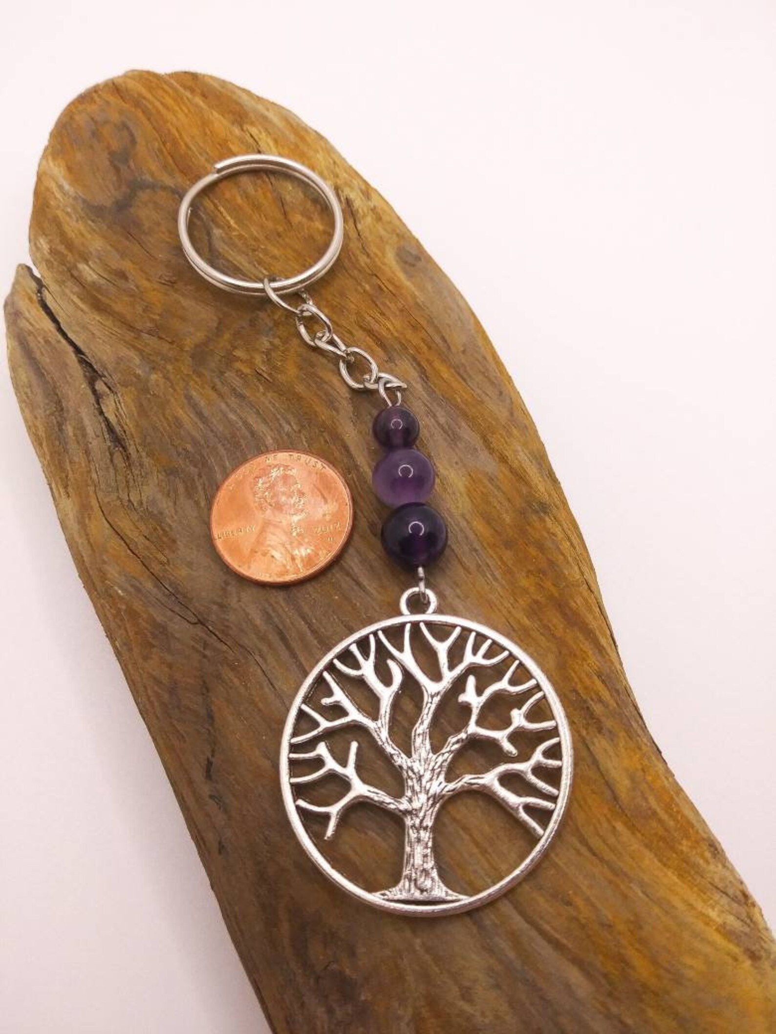 Amethyst Tree of Life Keychain Birthstone Keychain Natural - Etsy