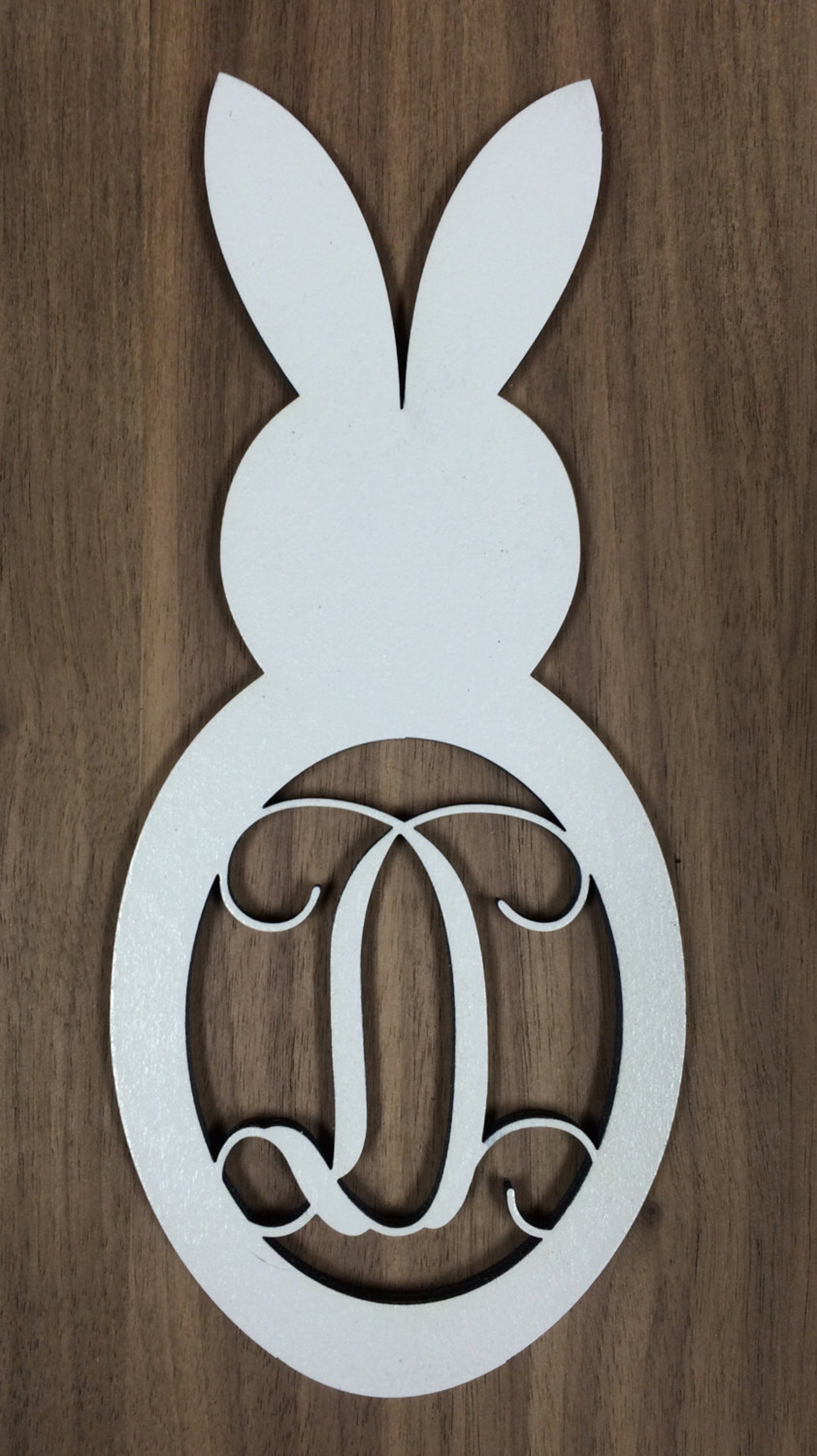 Unfinished Wood Bunny Rabbit Monogram Door Hanger Laser Cutout | Etsy