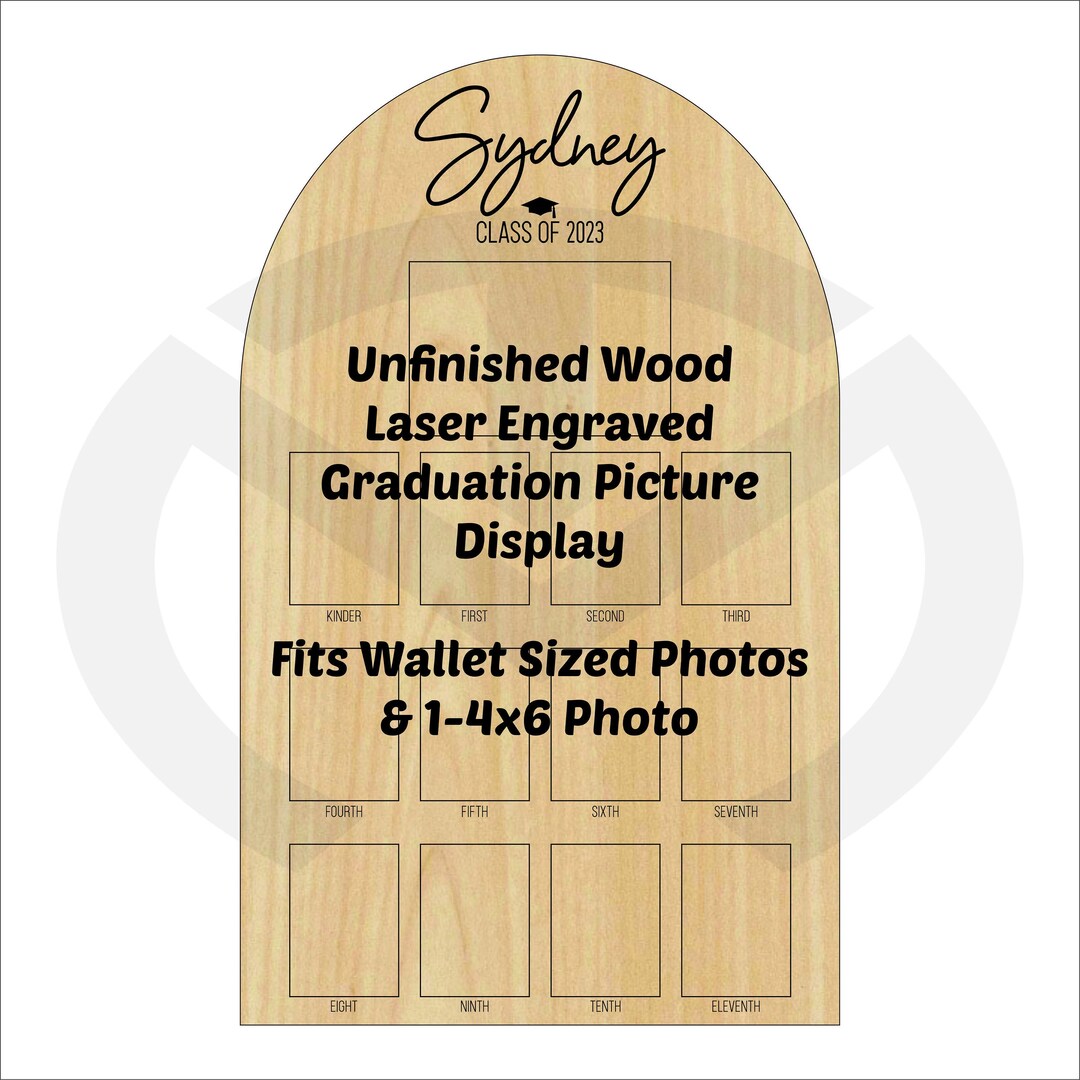 Unfinished Wood Graduation Photo Display, Laser Engraved, Fits Wallet ...