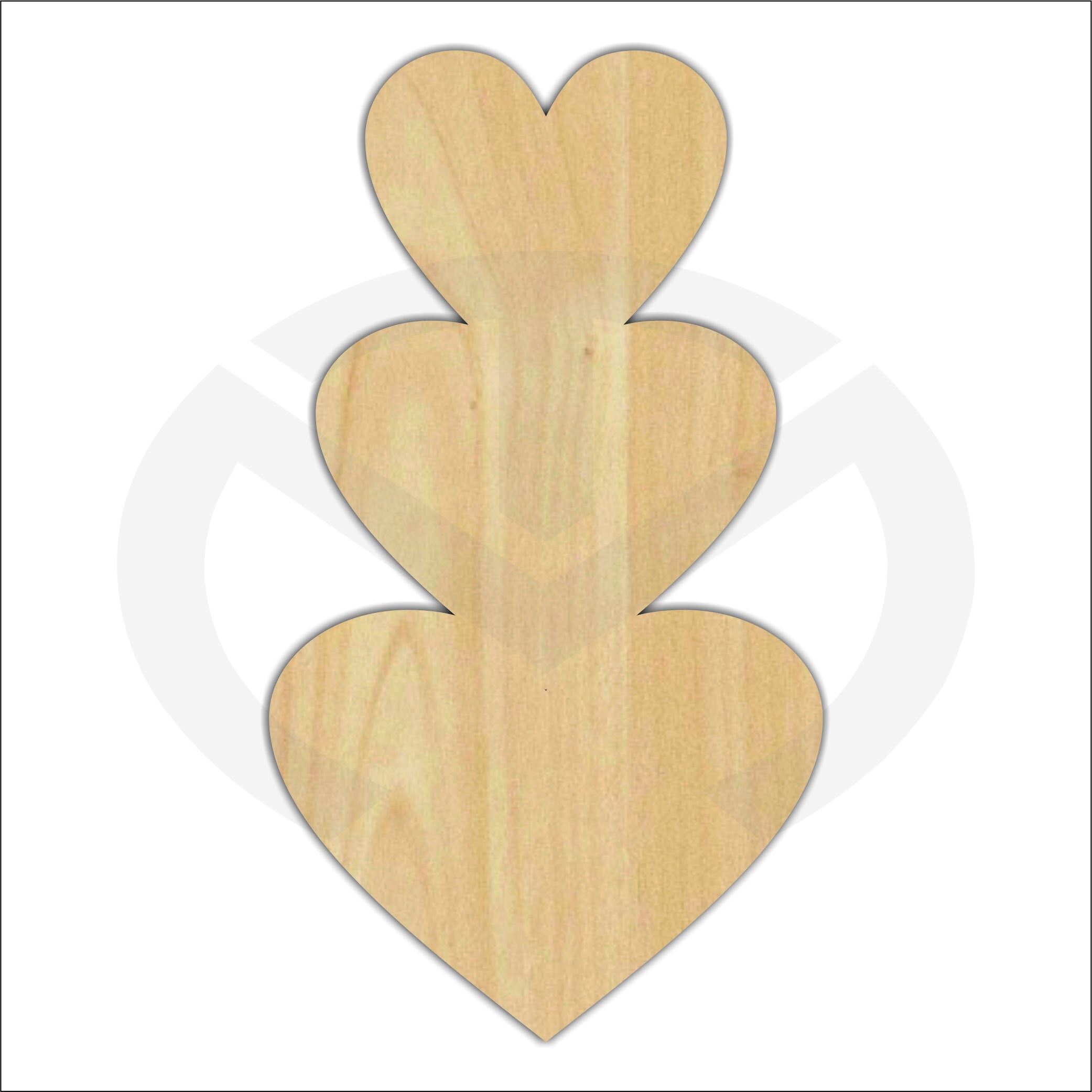 Unfinished Wood Stacked Hearts Laser Cutout, Door Hanger, Valentine's ...