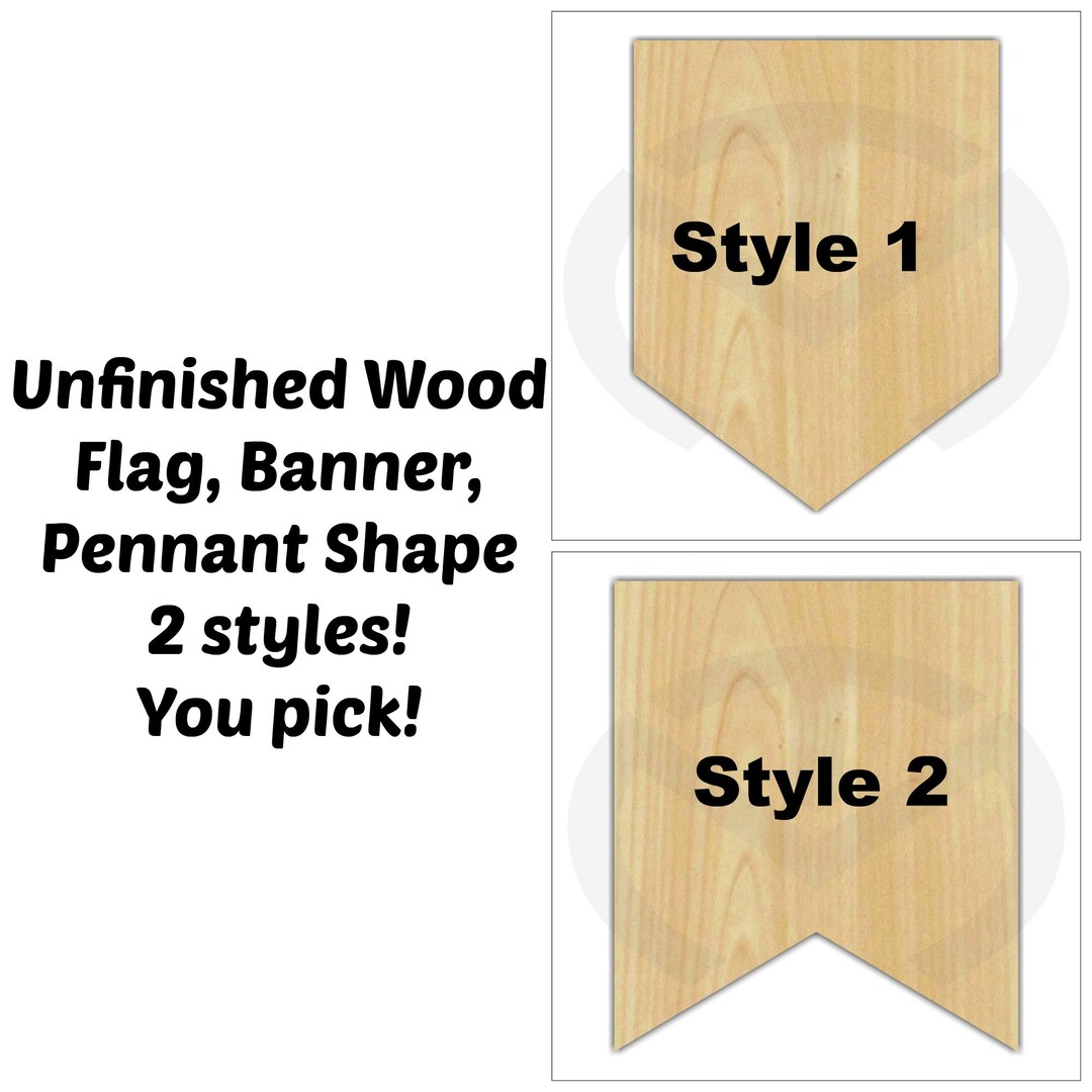 Flag, Pennant, Banner Shapes - Unfinished Wood Door Hanger Laser Cutout ...
