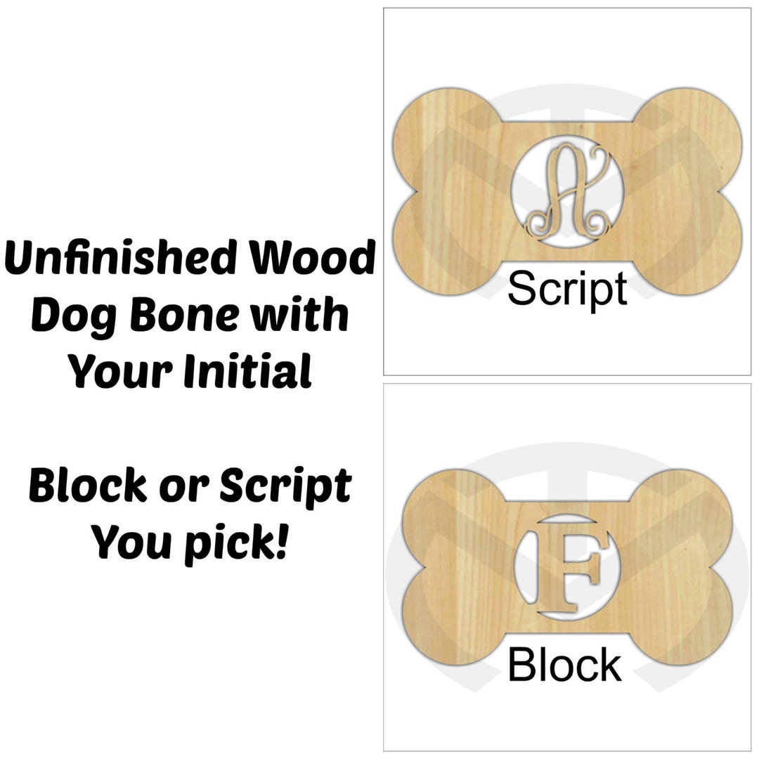 Unfinished Wood Dog Bone Door Hanger Laser Cutout W/ Your Initial, Home ...