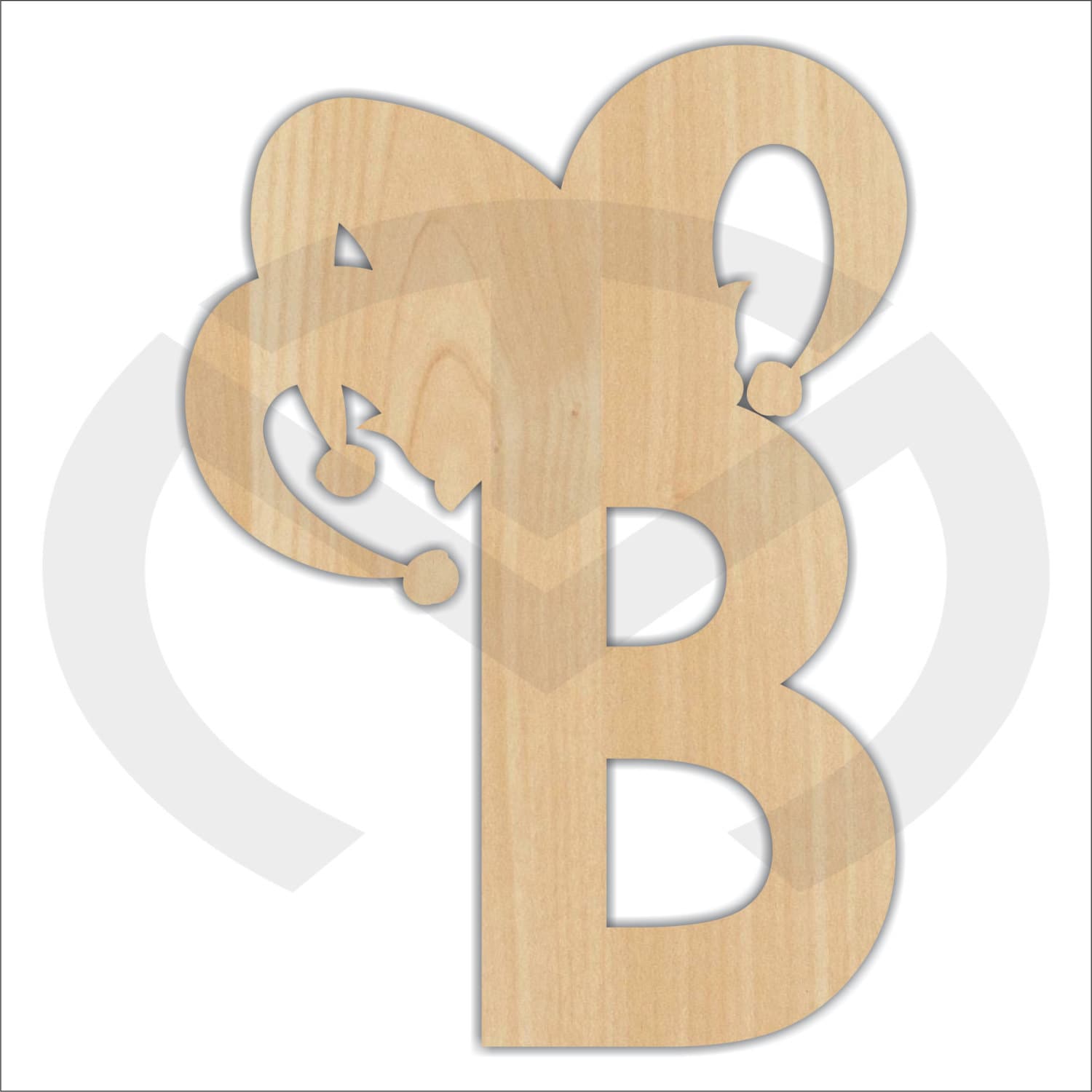 Unfinished Wood Initial with Jester Hat Laser Cutout Door | Etsy
