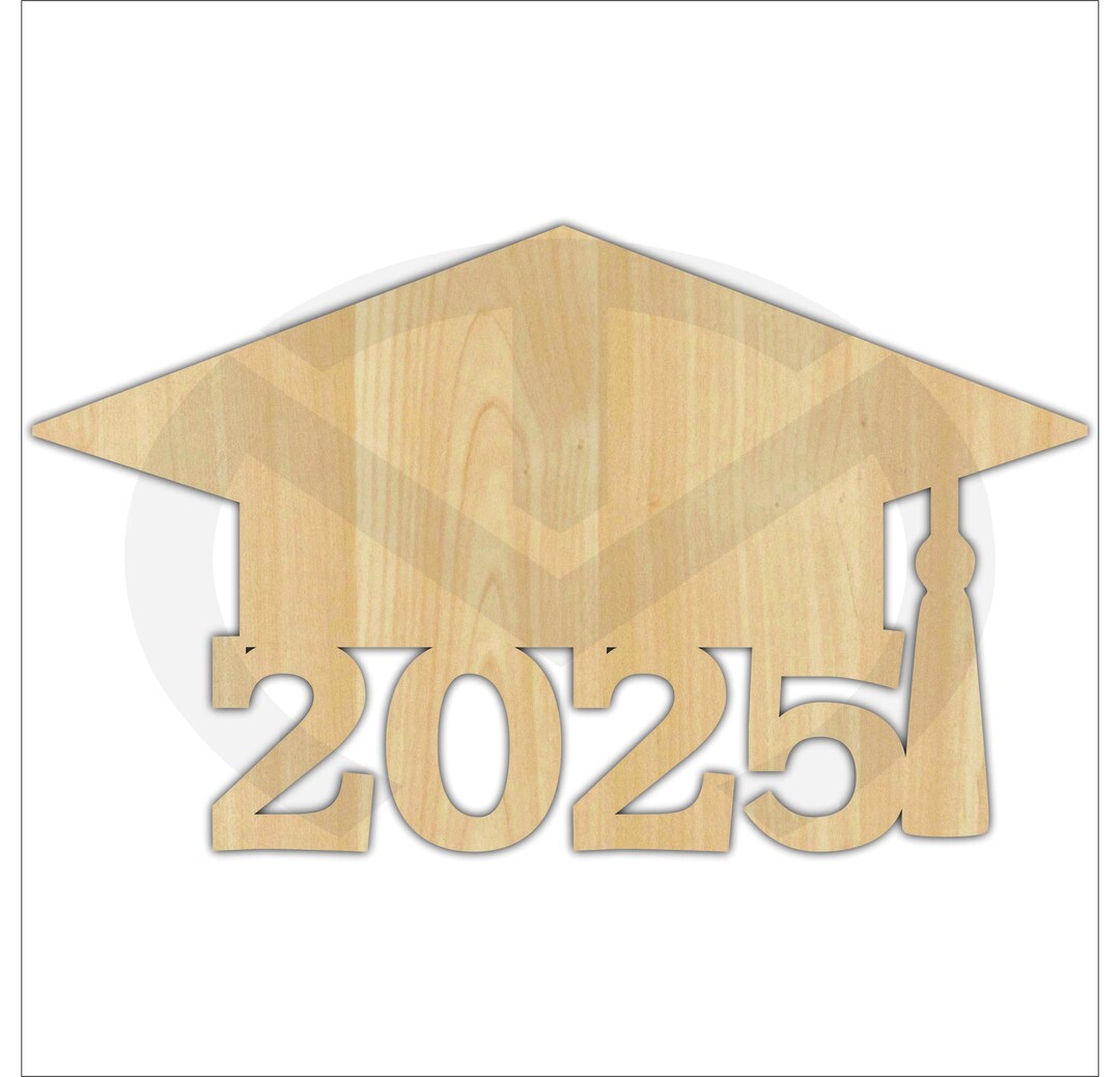 Graduation Cap & Year - 01653C- Unfinished Wood Laser Cutout, Wreath ...