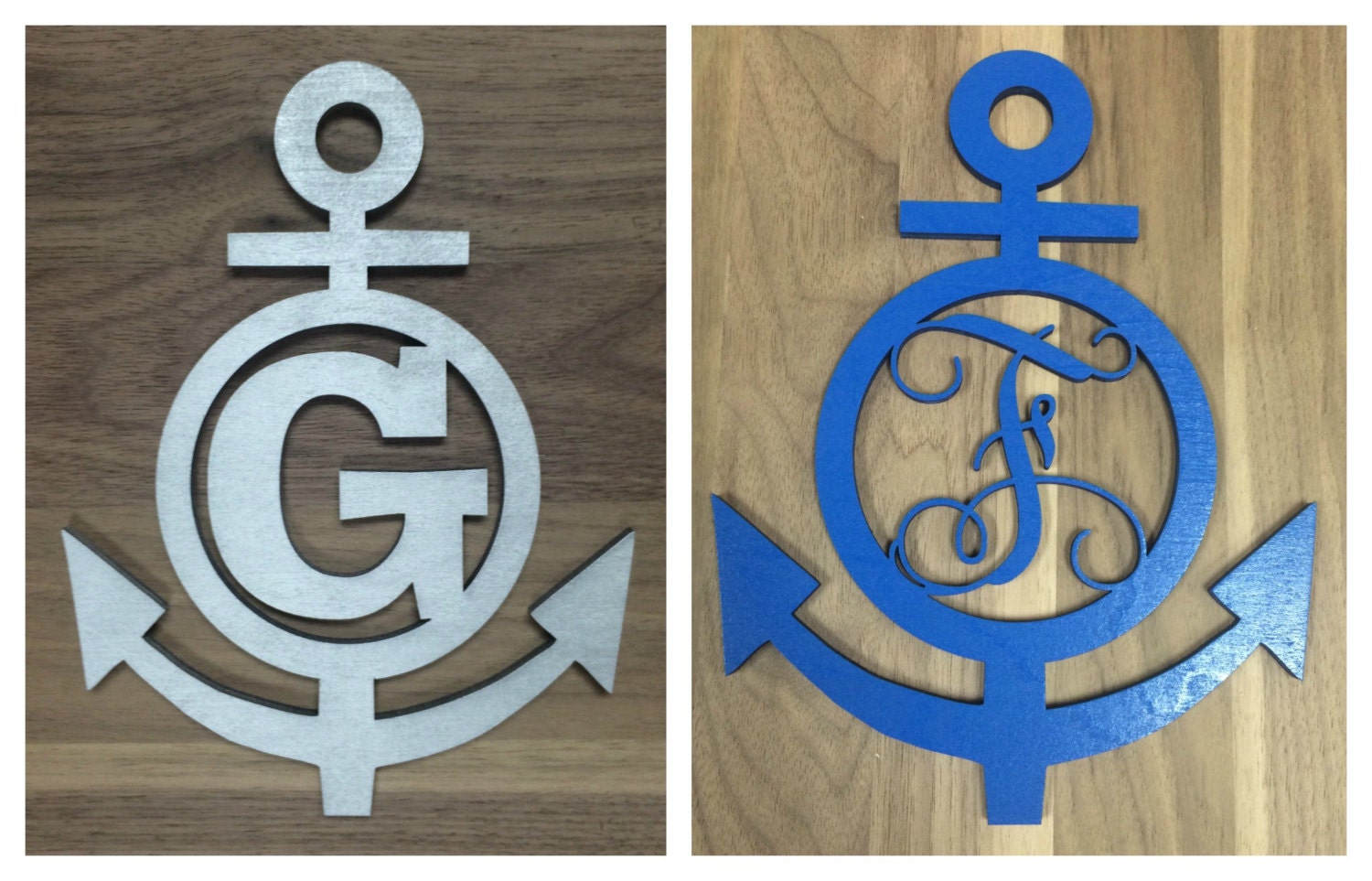 Ancla de madera inacabada con inicial colgando de pared o - Etsy España