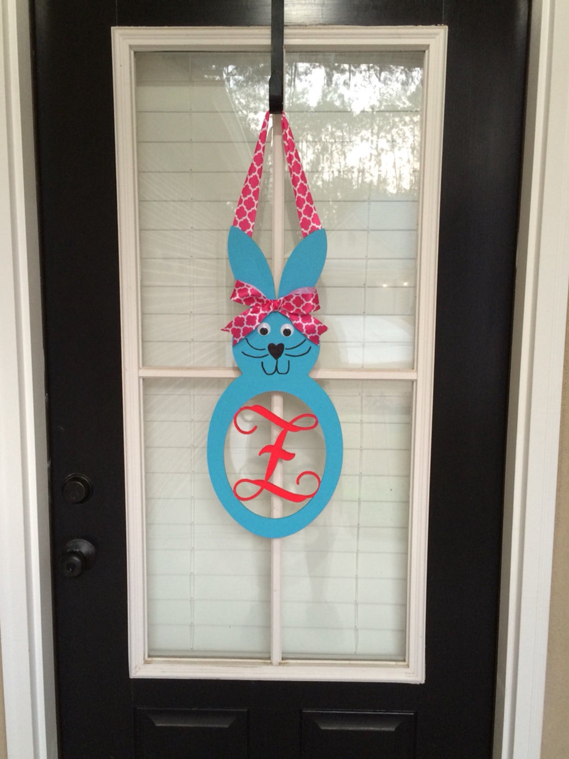 Unfinished Wood Bunny Rabbit Monogram Door Hanger Laser Cutout | Etsy