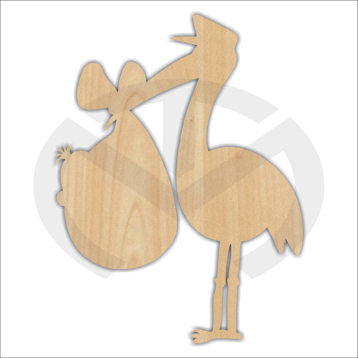 Stork With Baby 01583 Unfinished Wood Laser Cutout Door - Etsy