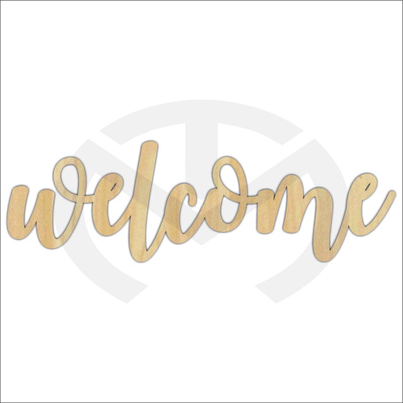 Unfinished Wood Calligraphy Script Word Welcome Laser Cut | Etsy