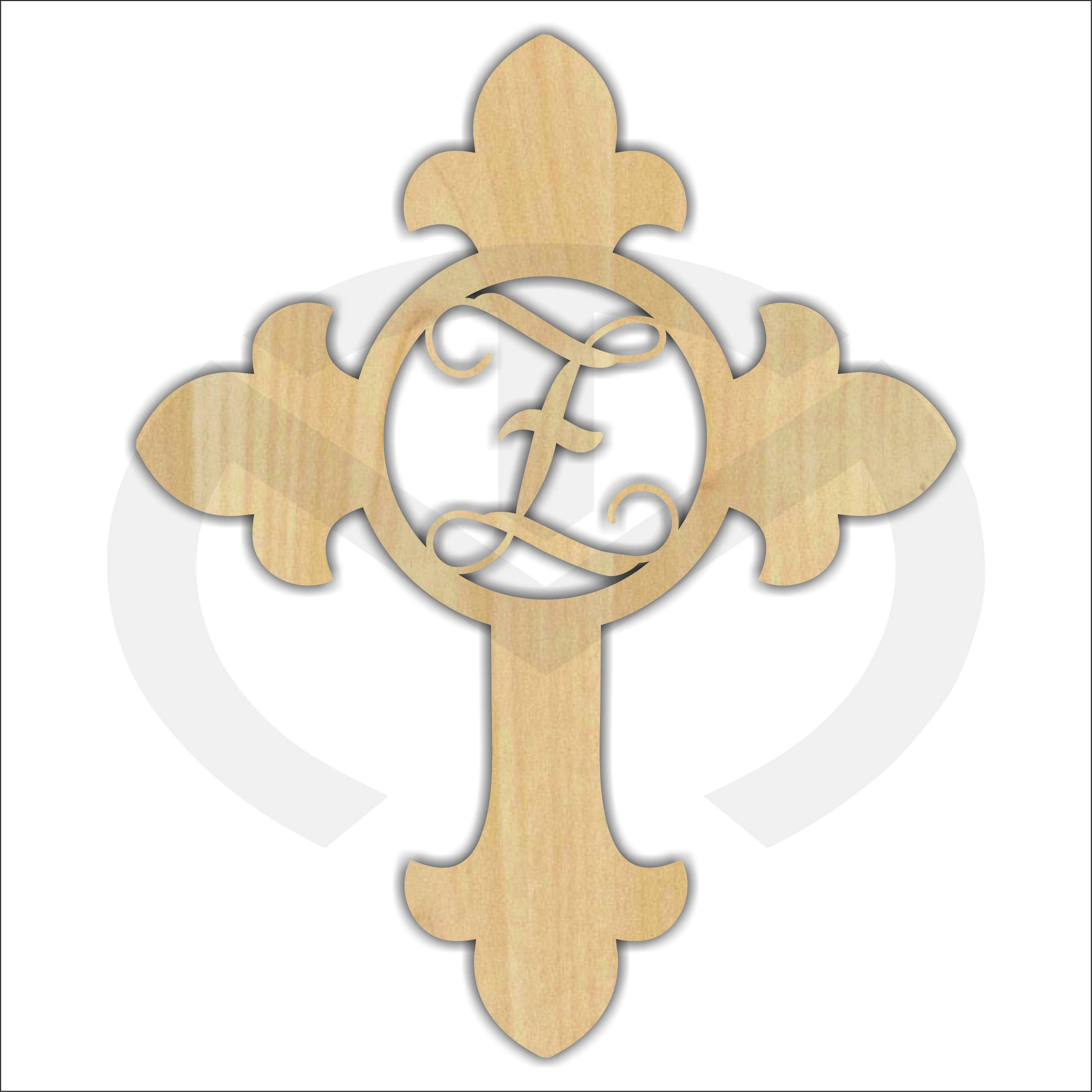 Unfinished Wood Cross Monogram Door Hanger Laser Cutout With Your ...