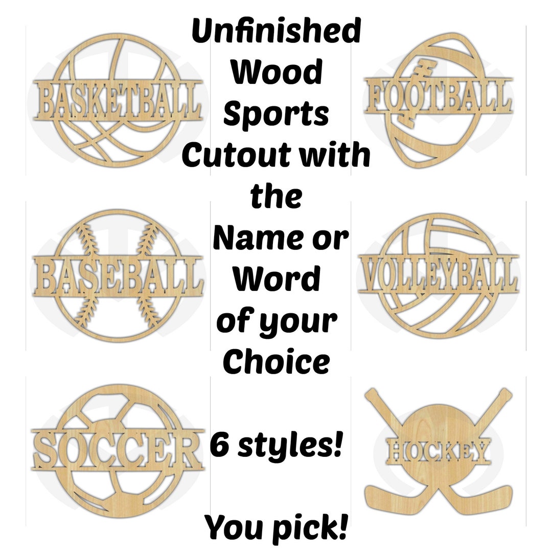 Sports Cutout With Custom Name or Word- Unfinished Wood Laser-cutout ...