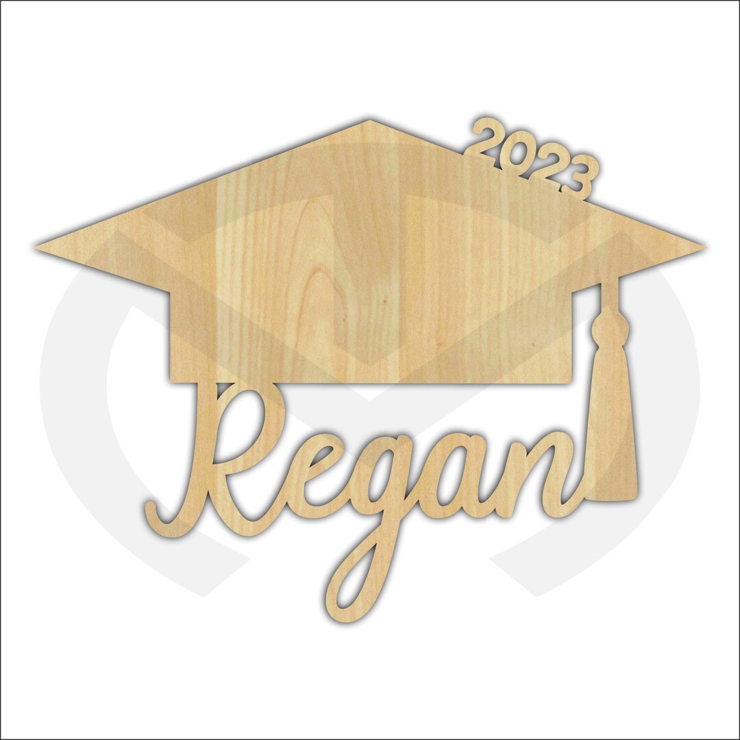 Graduation Cap With Name & Year Unfinished Wood Laser Cutout - Etsy