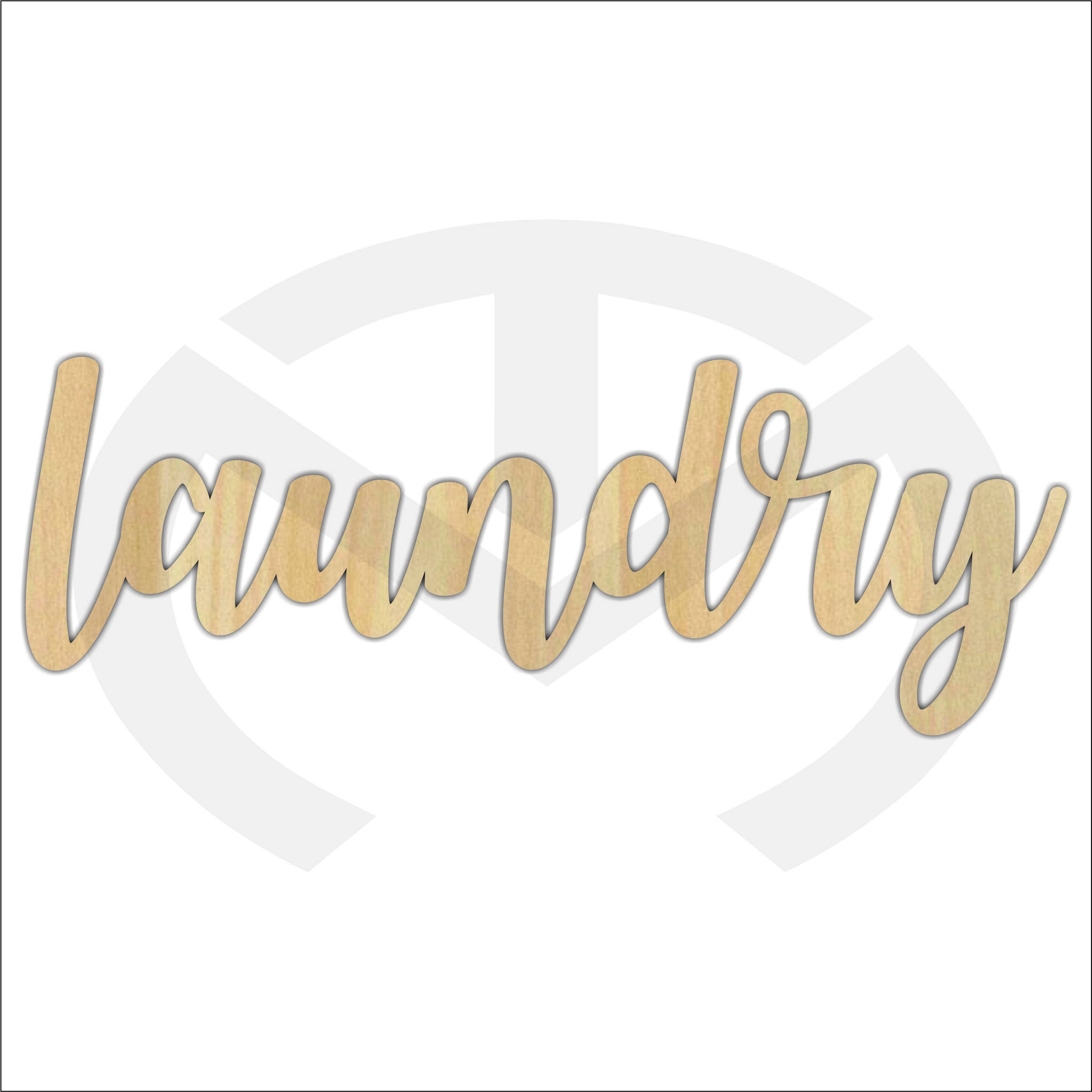 Unfinished Wood Calligraphy Script Word Laundry Laser Cut, Large Sizes ...