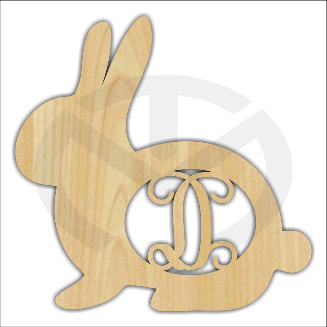 Unfinished Wood Bunny Rabbit Side View Monogram Door Hanger | Etsy