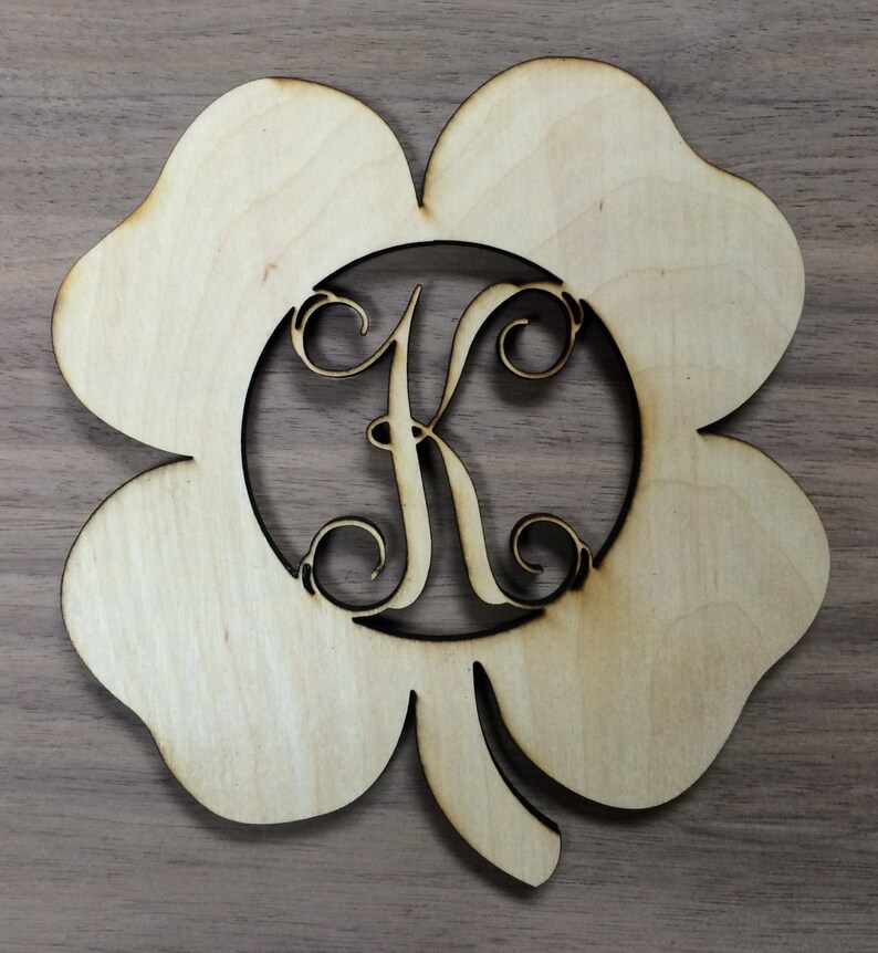 Unfinished Wood Shamrock Monogram Door Hanger Laser Cutout W/ - Etsy
