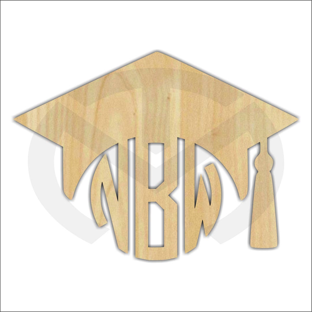 Custom Wooden Graduation Cap Monogram, Various Sizes, Unfinished ...