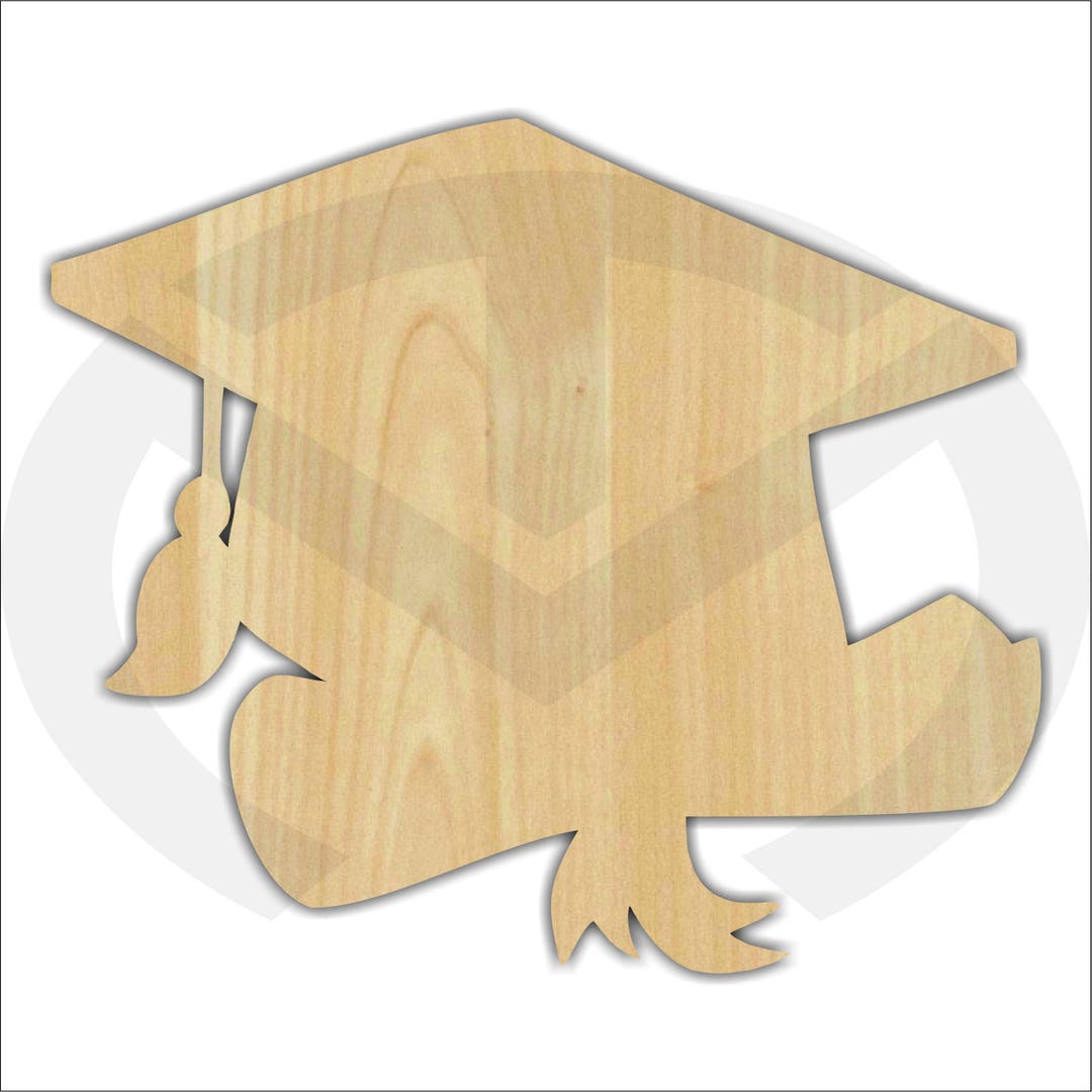 Graduation Cap & Diploma - 01625- Unfinished Wood Laser Cutout, Wreath ...