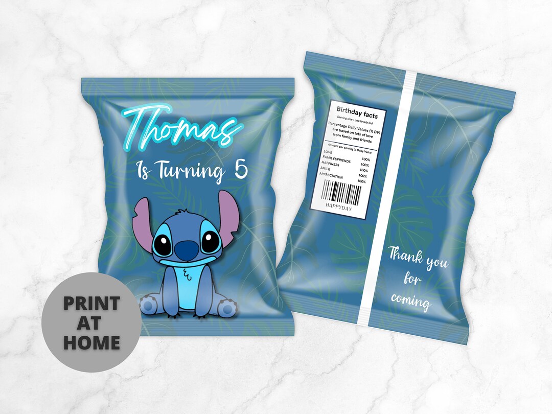 Stitch Chip Bags Template, Stitch Anniversary Favors, Stitch Child ...