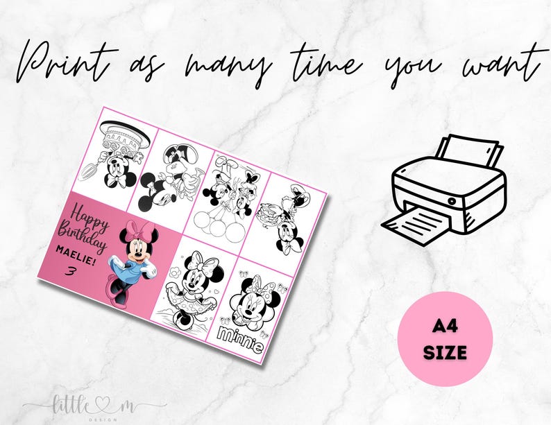 Mini Coloring Book Minnie Mouse, Mini Book to Fold for Birthday, Color ...