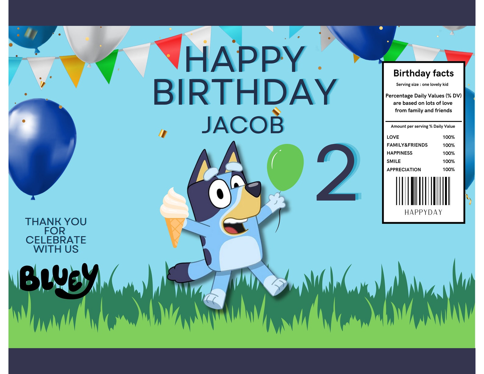 Bluey Chip Bags, Bluey Party Decoration, Bluey Chip Bag Template, Bluey ...