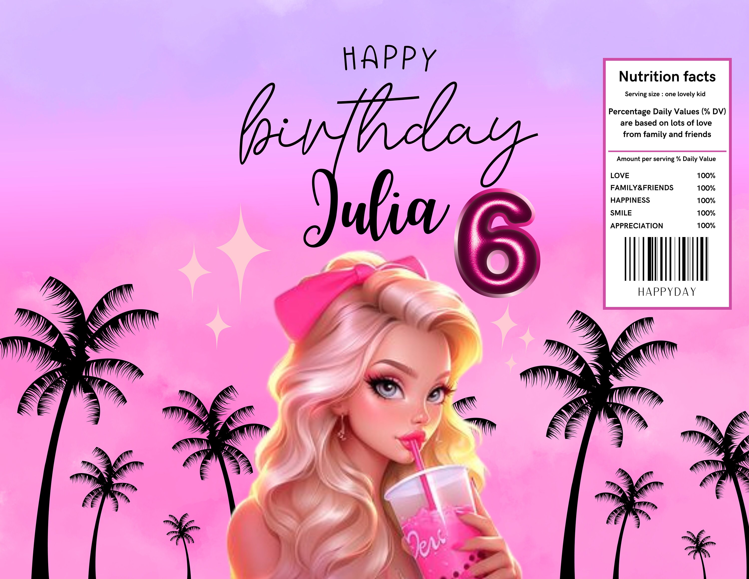 Barbie Chip Bags Template, Barbie Anniversary Favors, Barbie Girl Party ...