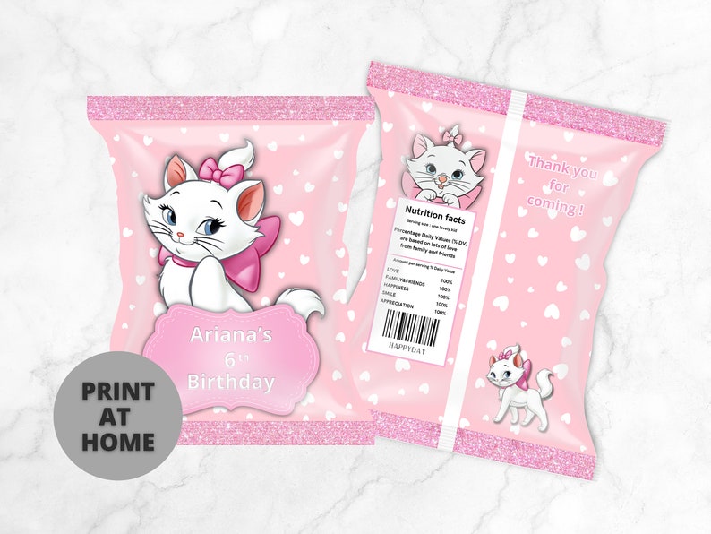 Aristocats Marie Chip Bags Template, Cats Anniversary Favors, Aritocats ...