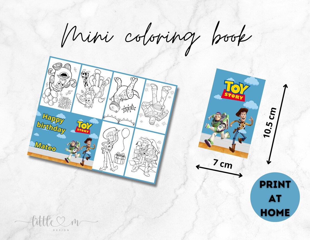 Mini Coloring Book Toy Story, Toy Story Mini Book to Fold for Birthday ...