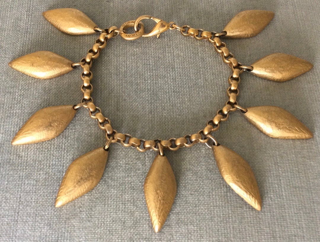 Avant-garde DKNY Donna Karan Signed Modernist LEAF CHARMS on Chain ...