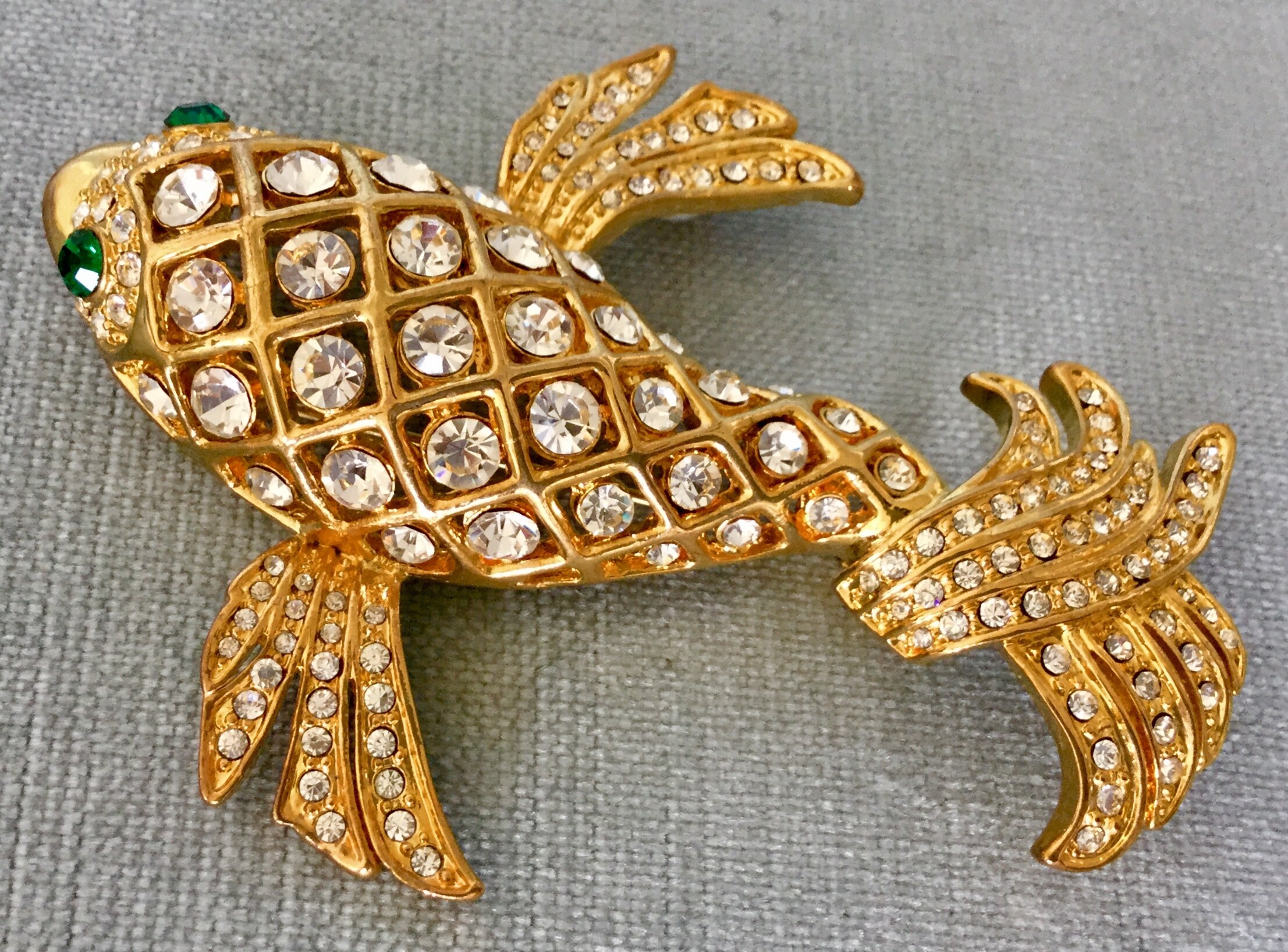 Bursting JEWELED Clear DIAMANTÉ Huge KOI Goldfish Crystal - Etsy