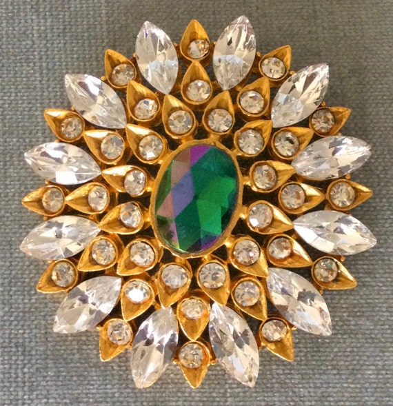 Megasparkling CRAFT Signed MASSIVE SUNBURST Brooch Pi… - Gem