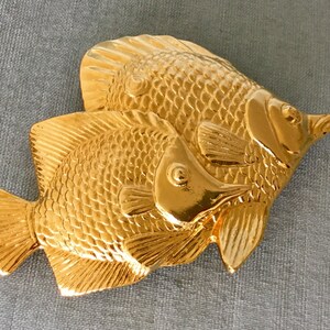 Gorgeous Double KOI GOLDFISH Signed MUSI Gold Metal Big Belt Buckle ...