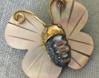 Mother of Pearl Butterfly Brooch - Etsy