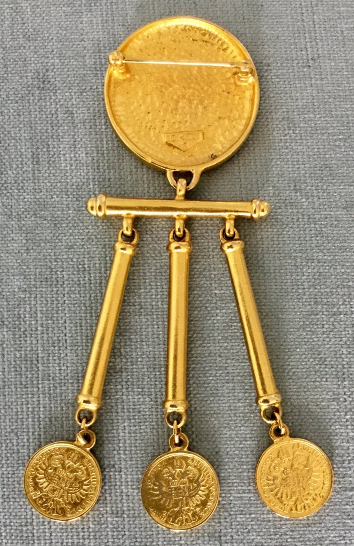 Huge BEN AMUN Signed COIN Brooch Pin Charm 4 1/2 Long - Etsy