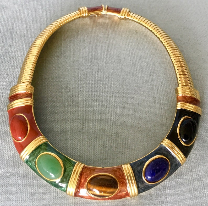 Amazing ALEXIS KIRK Signed CABOCHON Stone Enamel Art Deco - Etsy UK