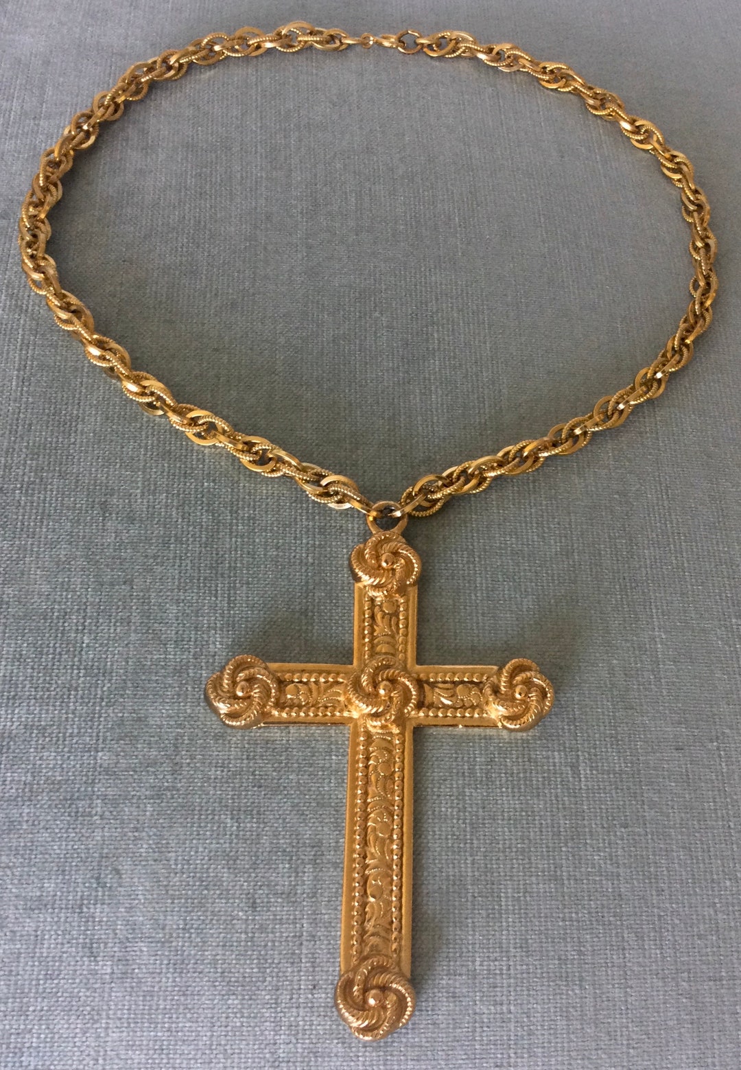 Giant NAPIER Signed EDWARDIAN 4 CROSS Pendant on Chunky Chain Collar ...