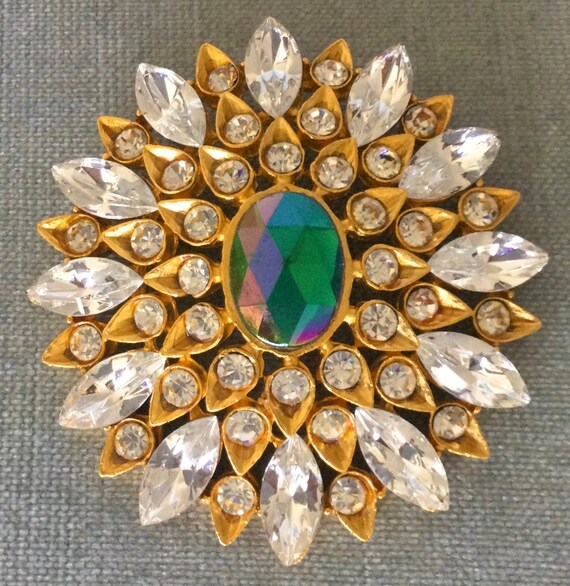 Megasparkling CRAFT Signed MASSIVE SUNBURST Brooch Pi… - Gem