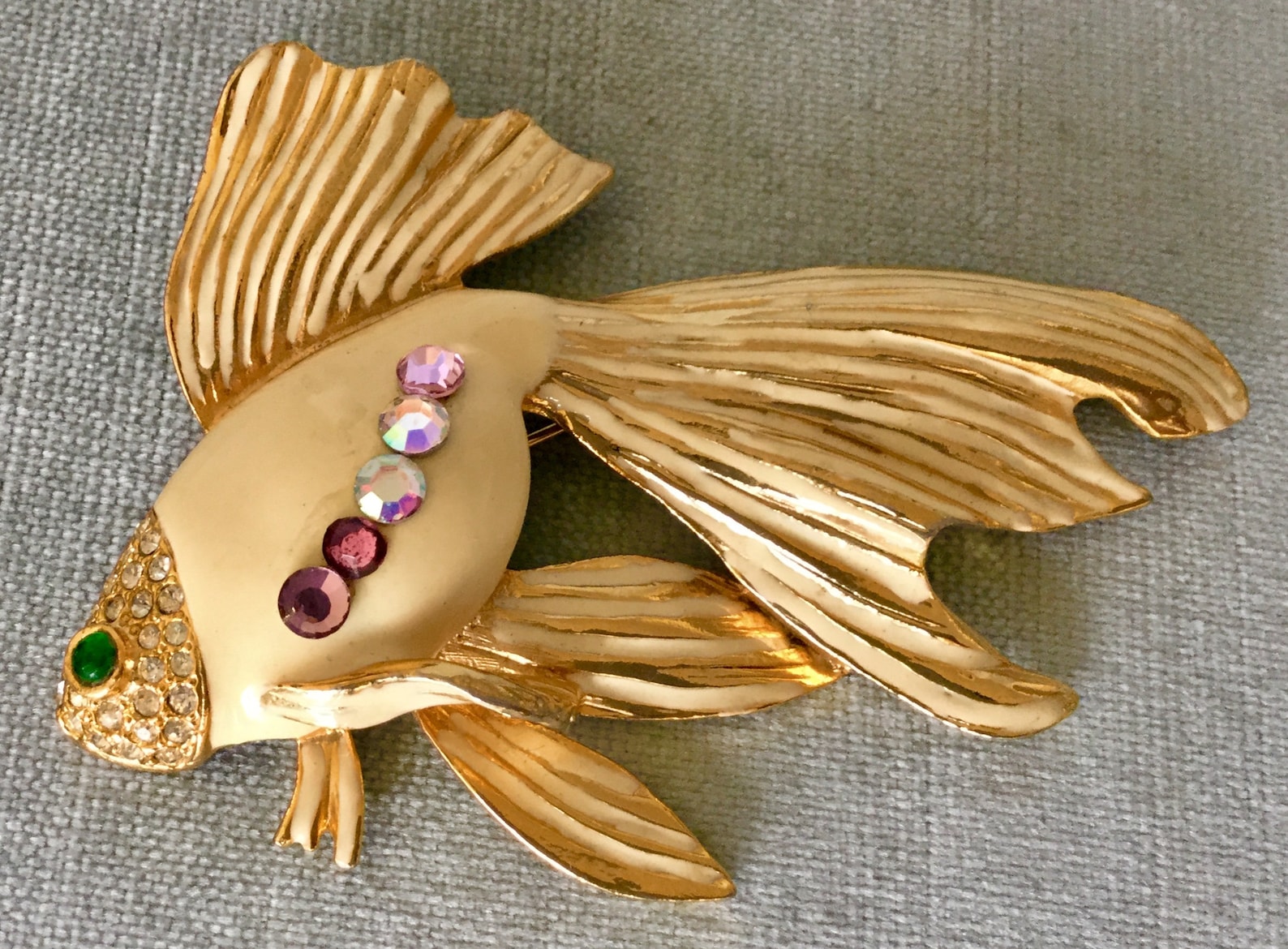 Gorgeous CRAFT Signed KOI GOLDFISH Art Deco Brooch Pin Cream - Etsy
