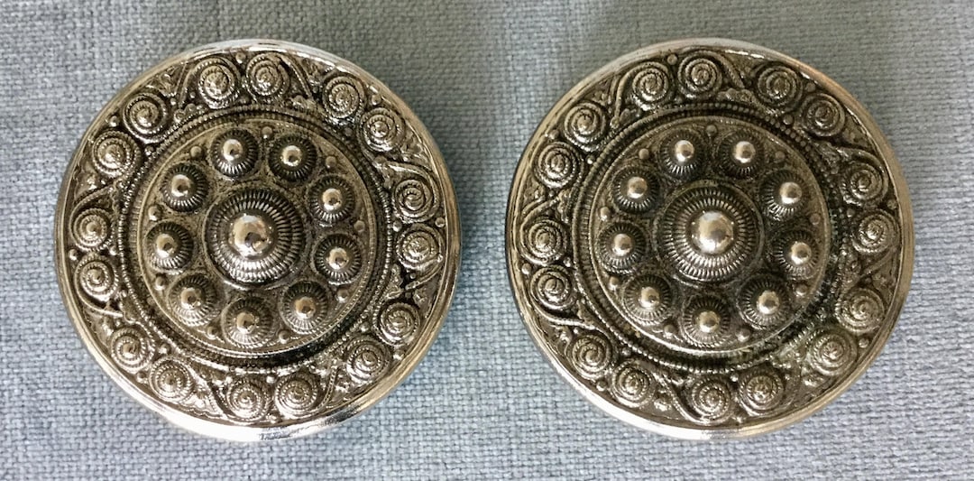 Massive 2” EDOUARD RAMBAUD Paris Signed ETRUSCAN Knobbed Round Shield ...