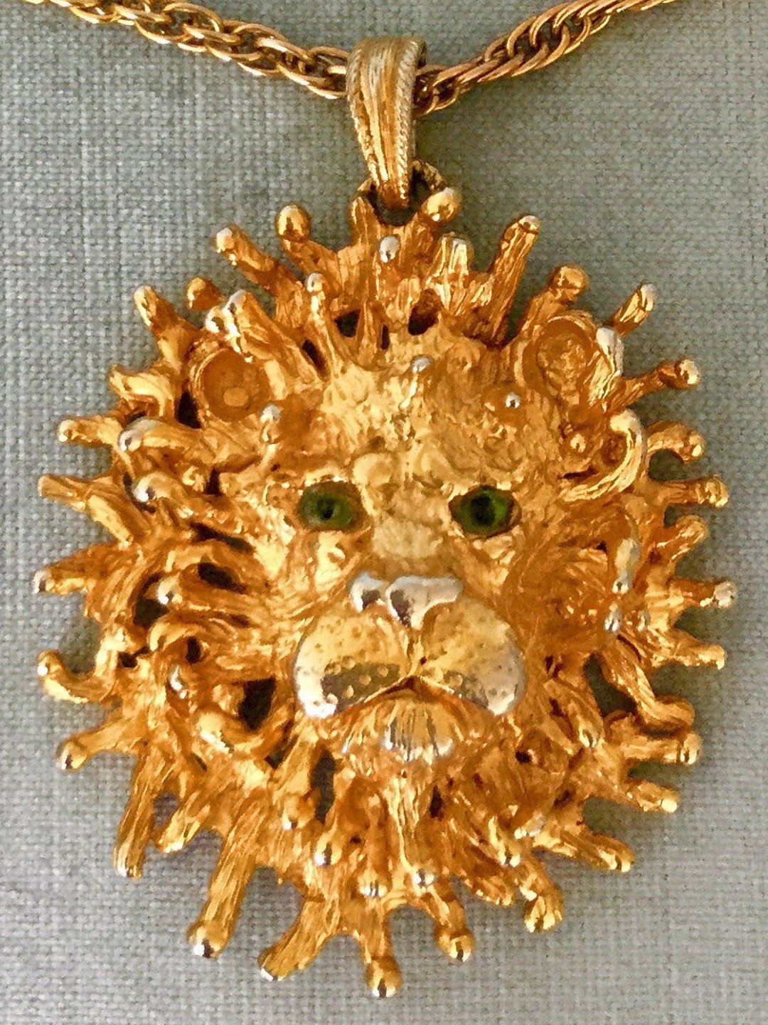 Massive TANCER II Signed Lions Head W/emerald Glass Eyes Sculptural ...