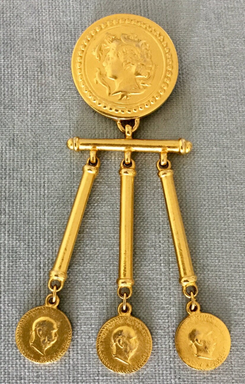 Huge BEN AMUN Signed COIN Brooch Pin Charm 4 1/2 Long - Etsy Canada