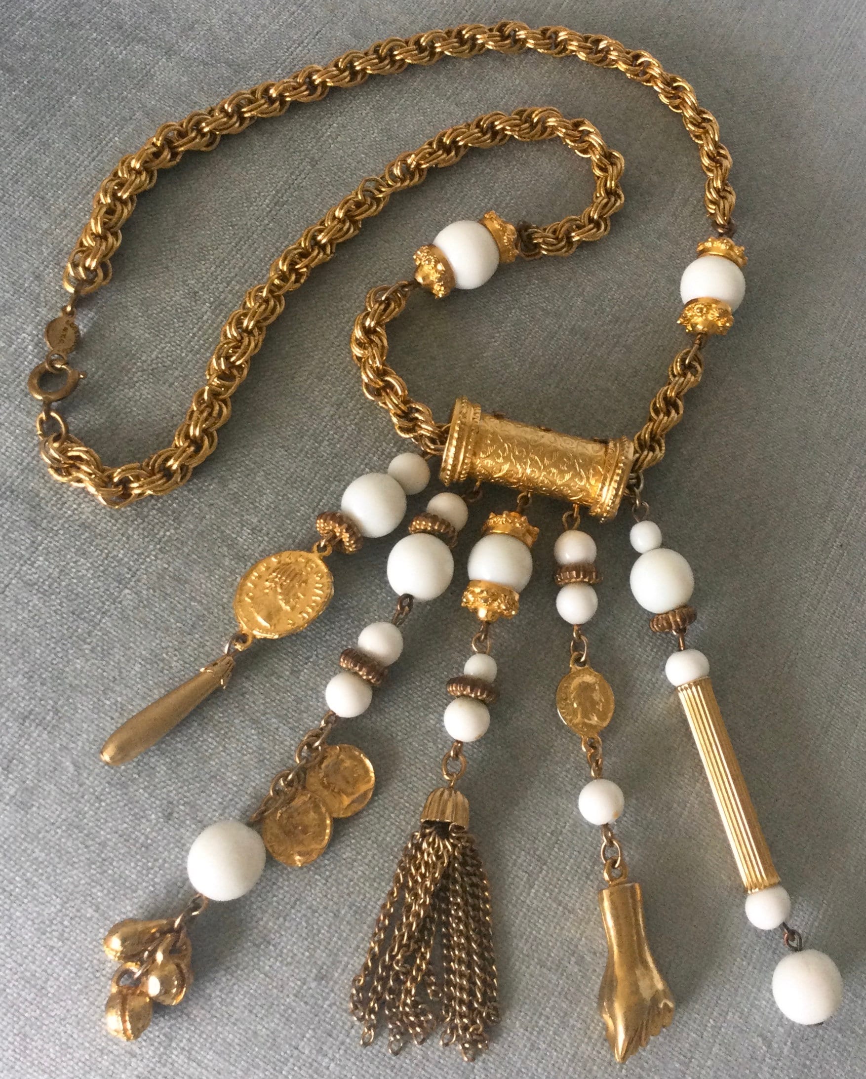 ACCESSOCRAFT Signed AMULETS CHARMS Figa Coin Tassel Pendant on Chain ...