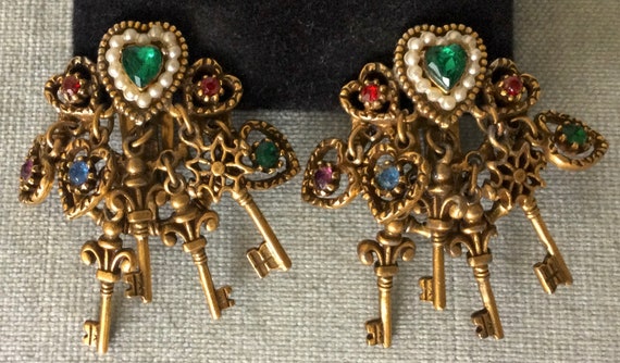 Rarest ART VICTORIAN NOUVEAU Heart Skeleton Key Charm… - Gem