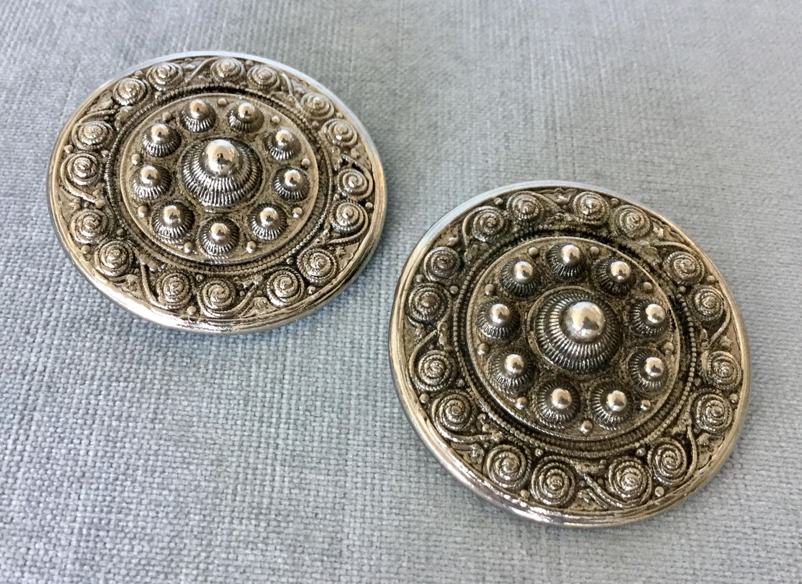 Massive 2 EDOUARD RAMBAUD Paris Signed ETRUSCAN Knobbed Round Shield ...