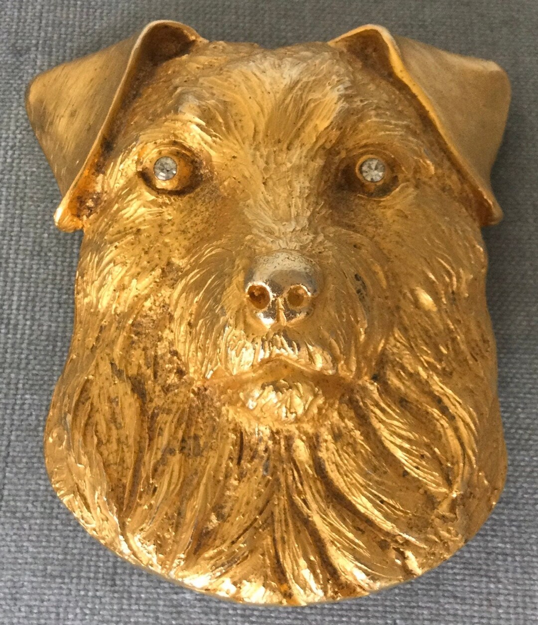 Rarest DOREEN RYAN Signed PUPPY Dog Face Clear Crystal Eyes Big Belt ...