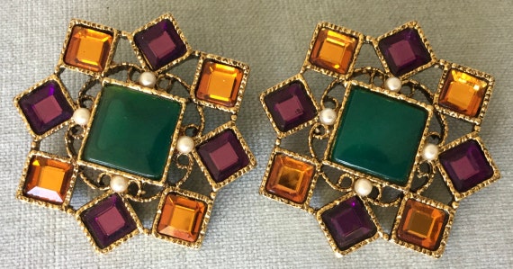 Massive CRAFT Signed 2” Stained GLASS WINDOW Clip-on … - Gem