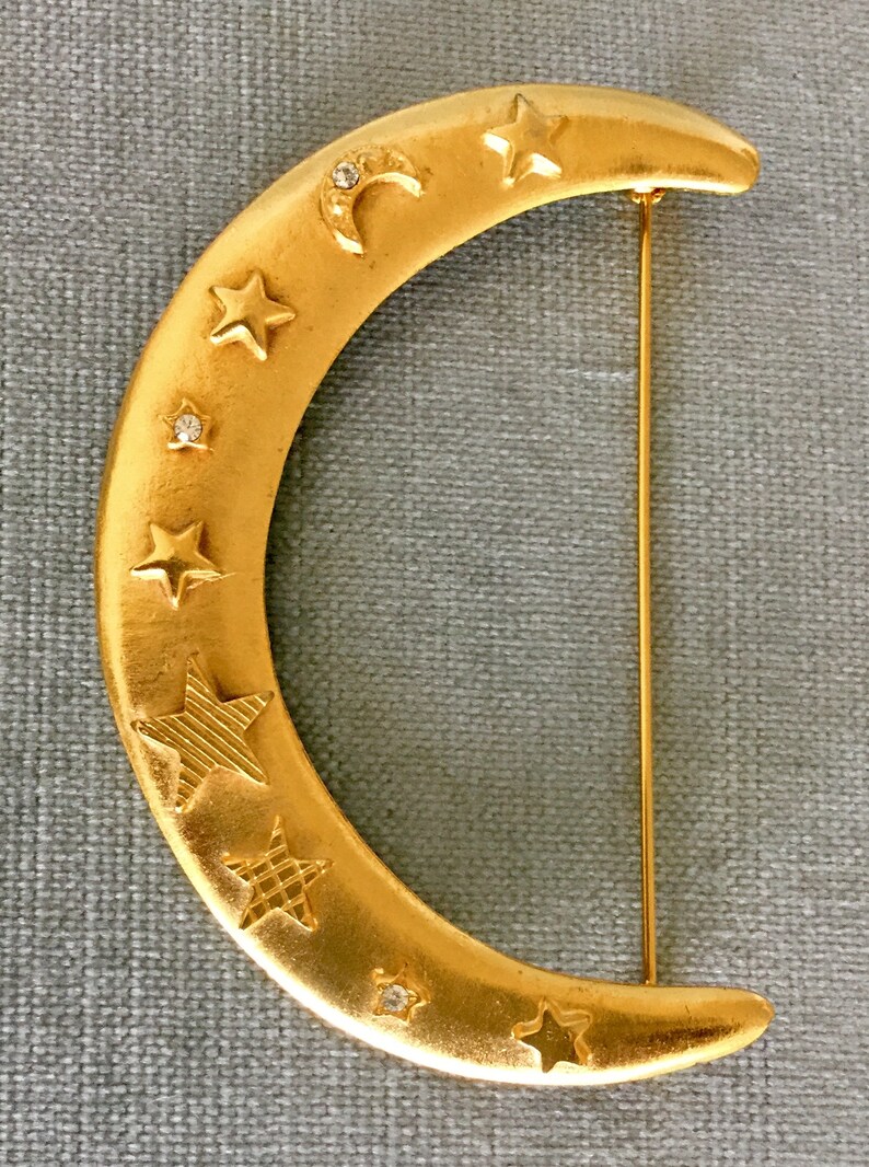 Massive HALFMOON With STARS & CRYSTALS Brooch Pin Clear - Etsy