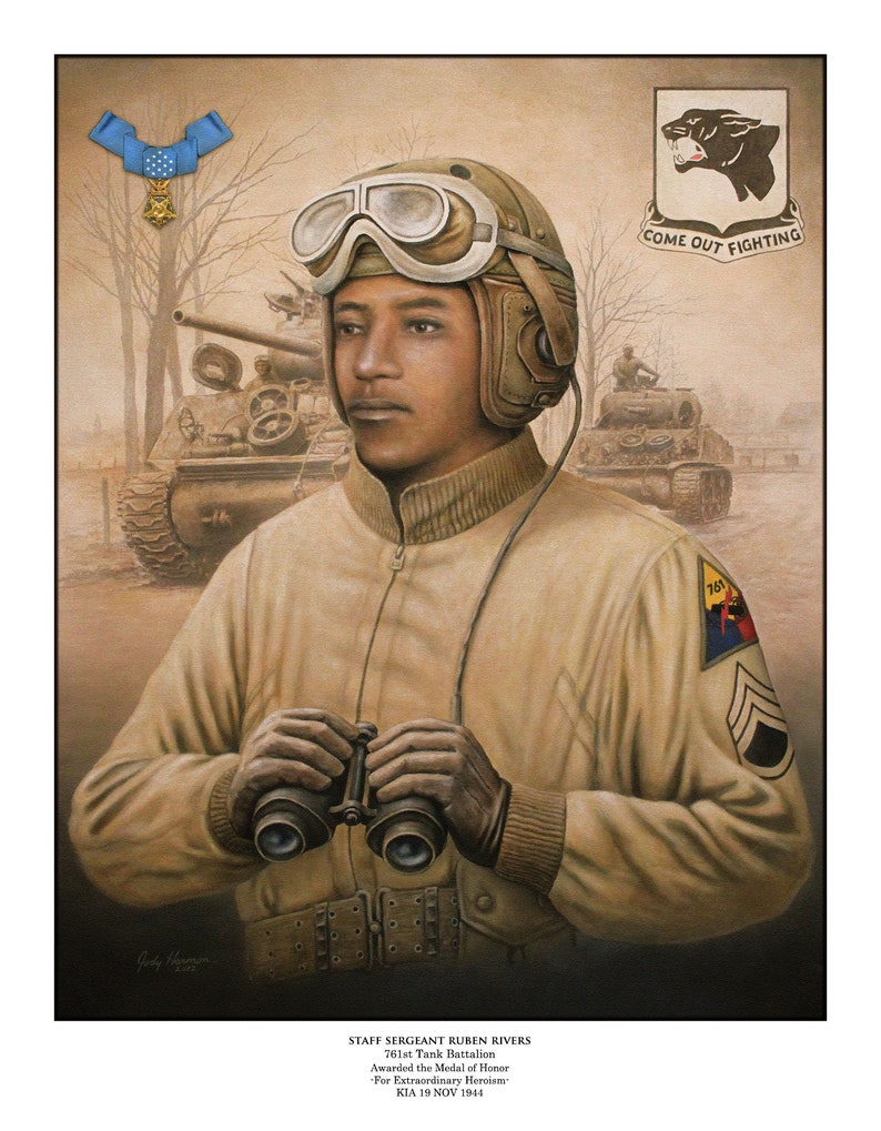 Hand Signed and Numbered Print Medal of Honor SSG Ruben Rivers WWII ...