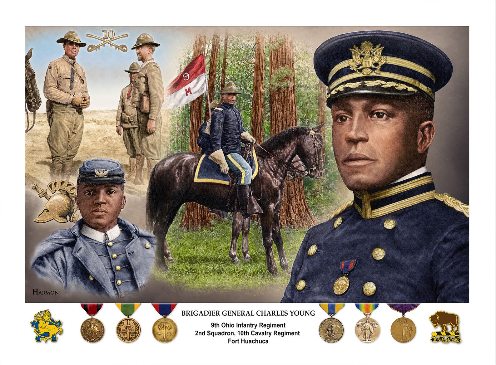 Brigadier General Charles Young Cavalry Tribute Print by Harmon Signed ...